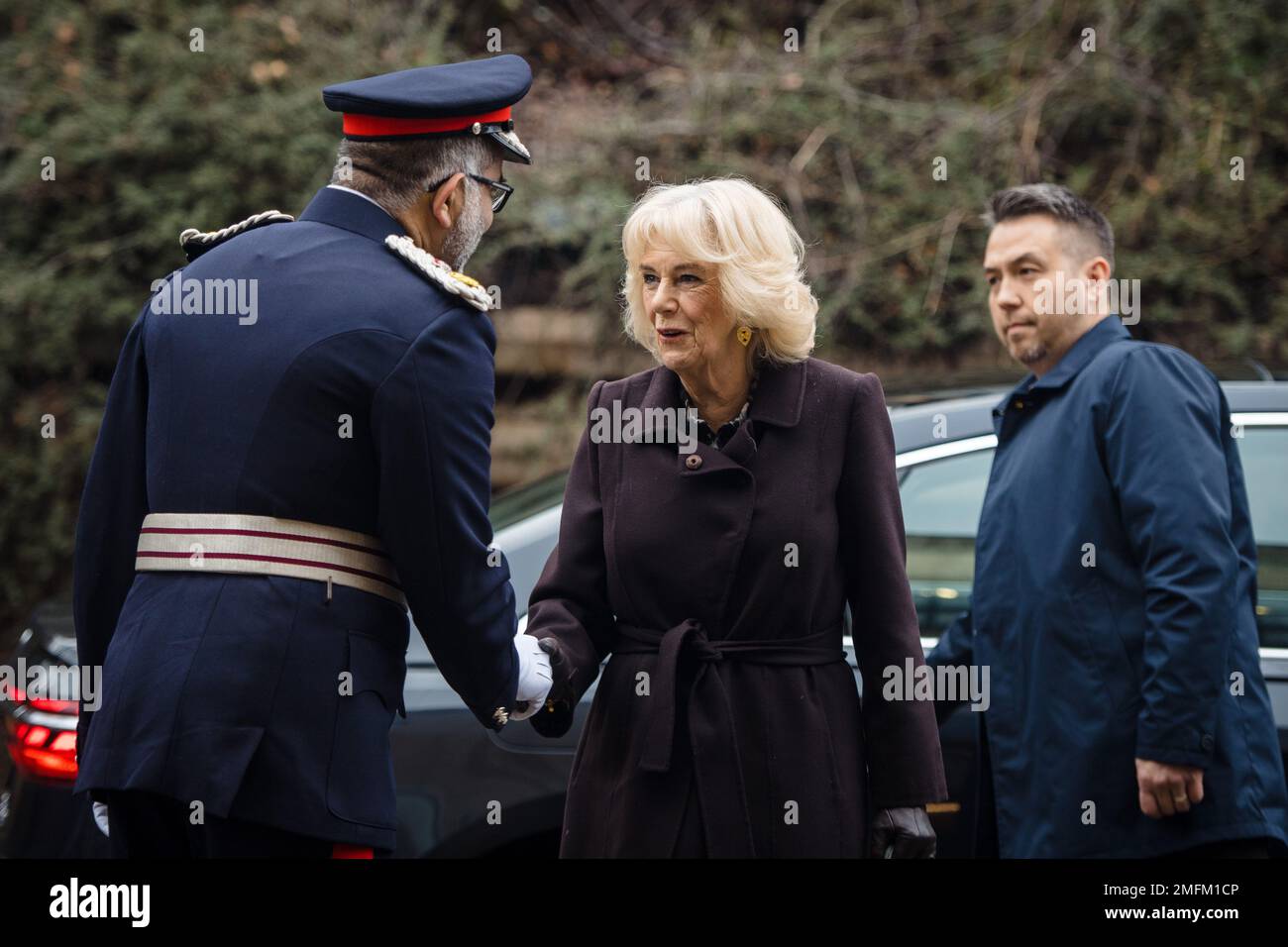 The Queen Consort is greeted by Lord Lieutenant for Somerset, Mohammed ...