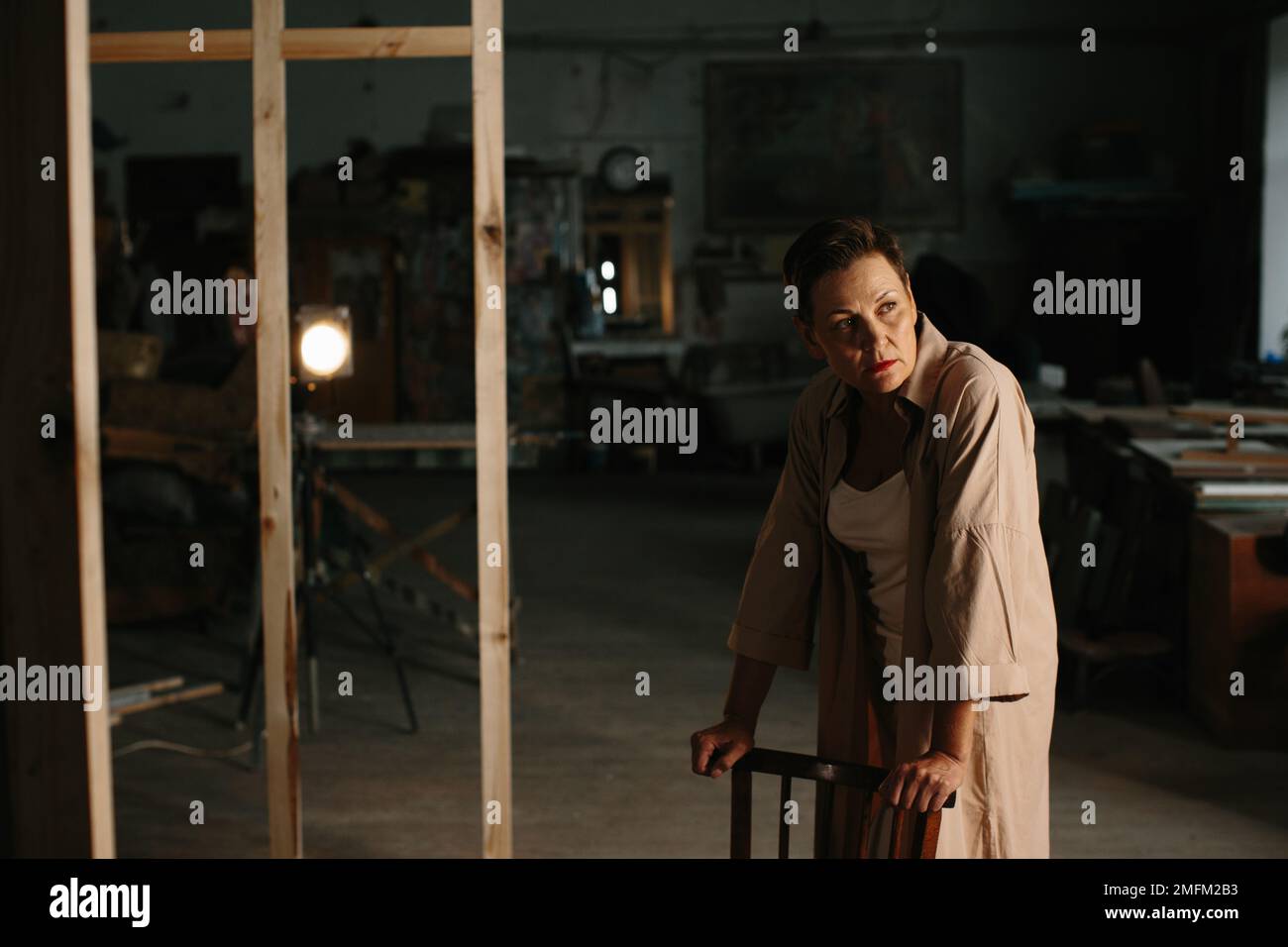 A mature woman poses in a film studio Stock Photo - Alamy