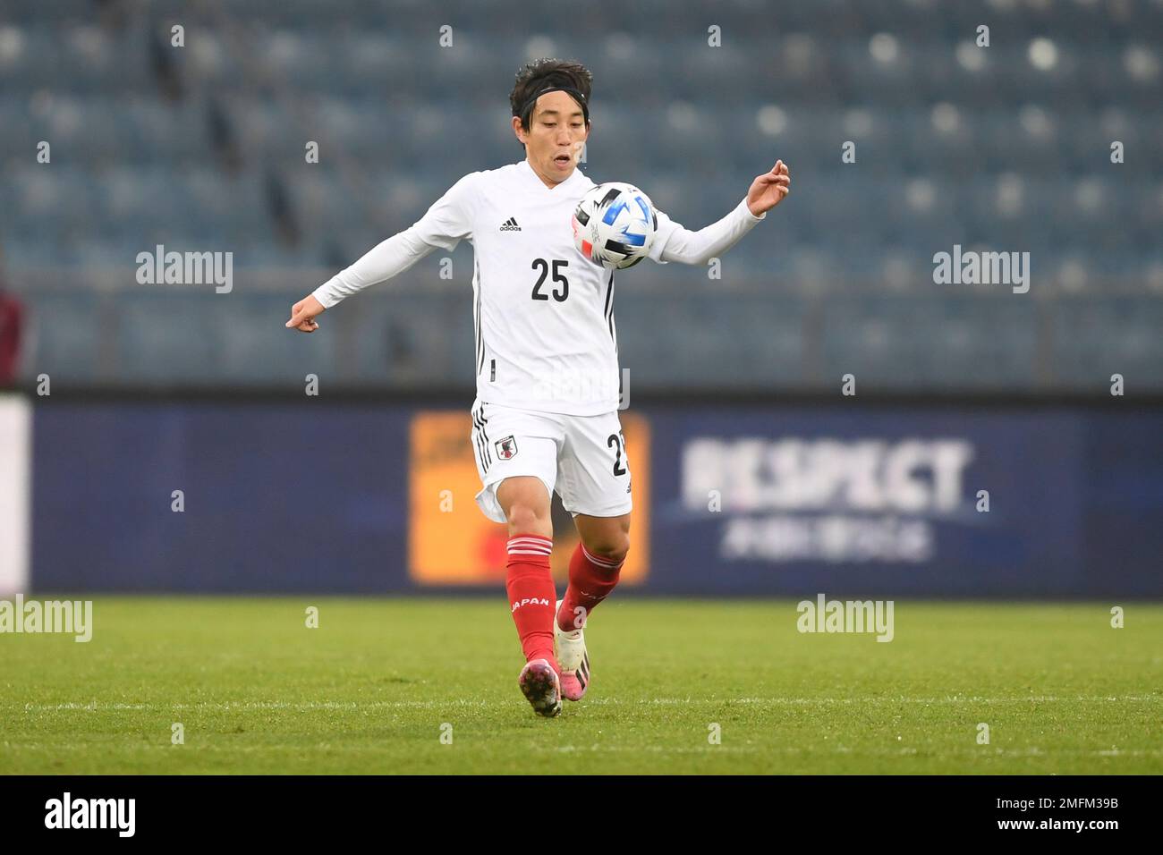 Japan's Koji Miyoshi controls the ball during the international ...