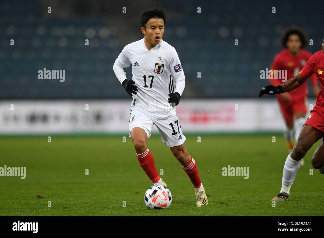 Japan's Takefusa Kubo controls the ball during the international ...