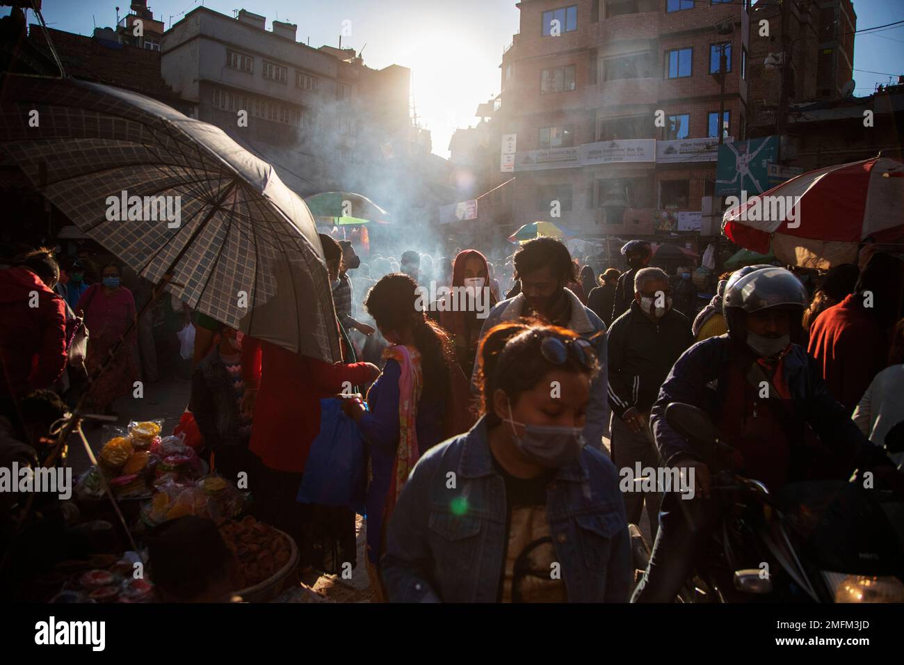 Shoppers crowd the Ason market during first day of Tihar festival in ...