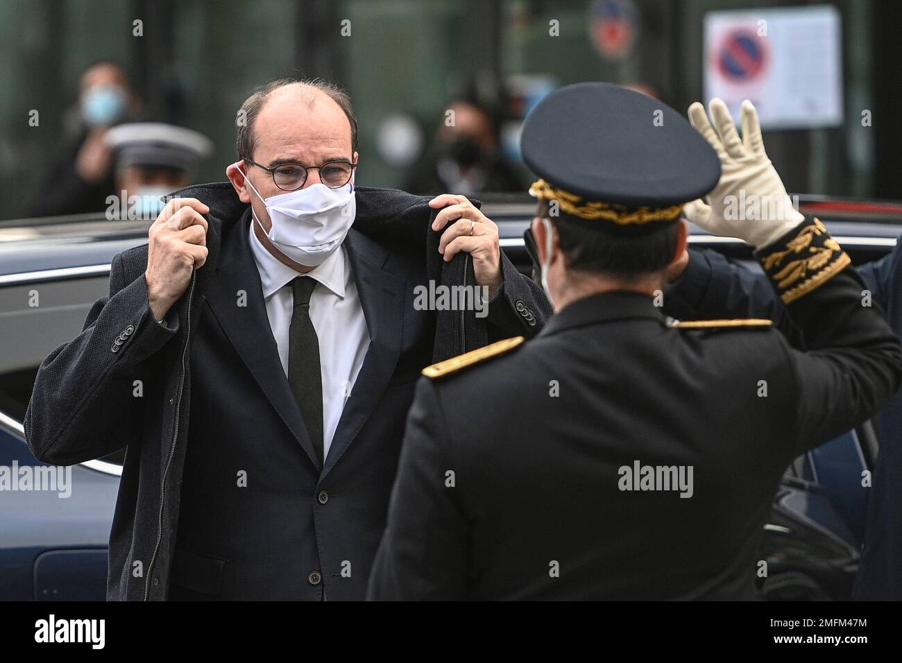 French Prime Minister Jean Castex arrives for a wreath laying ceremony ...