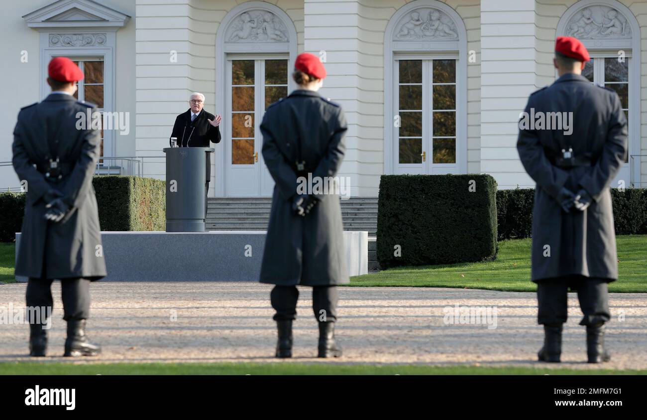 German President Frank-Walter Steinmeier delivers a speech during an ...