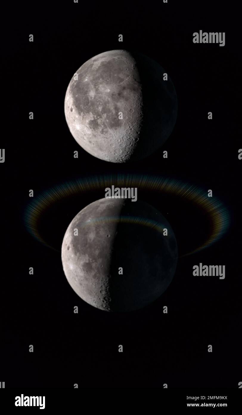 A vertical shot of two full moons in the night sky Stock Photo - Alamy