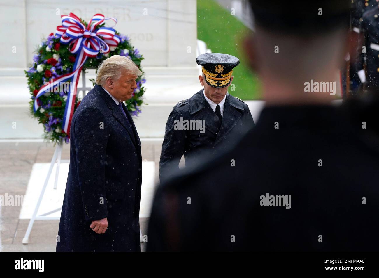 President Donald Trump participates in a Veterans Day wreath laying ...