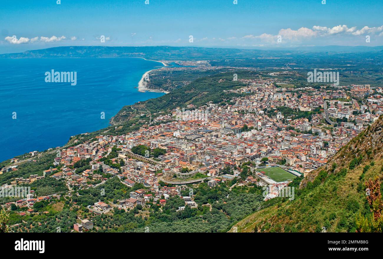 aerial view of the landscape of the Calabrian coast in Italy, you can ...