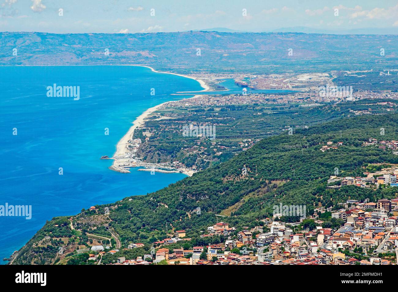 aerial view of the landscape of the Calabrian coast in Italy, you can ...