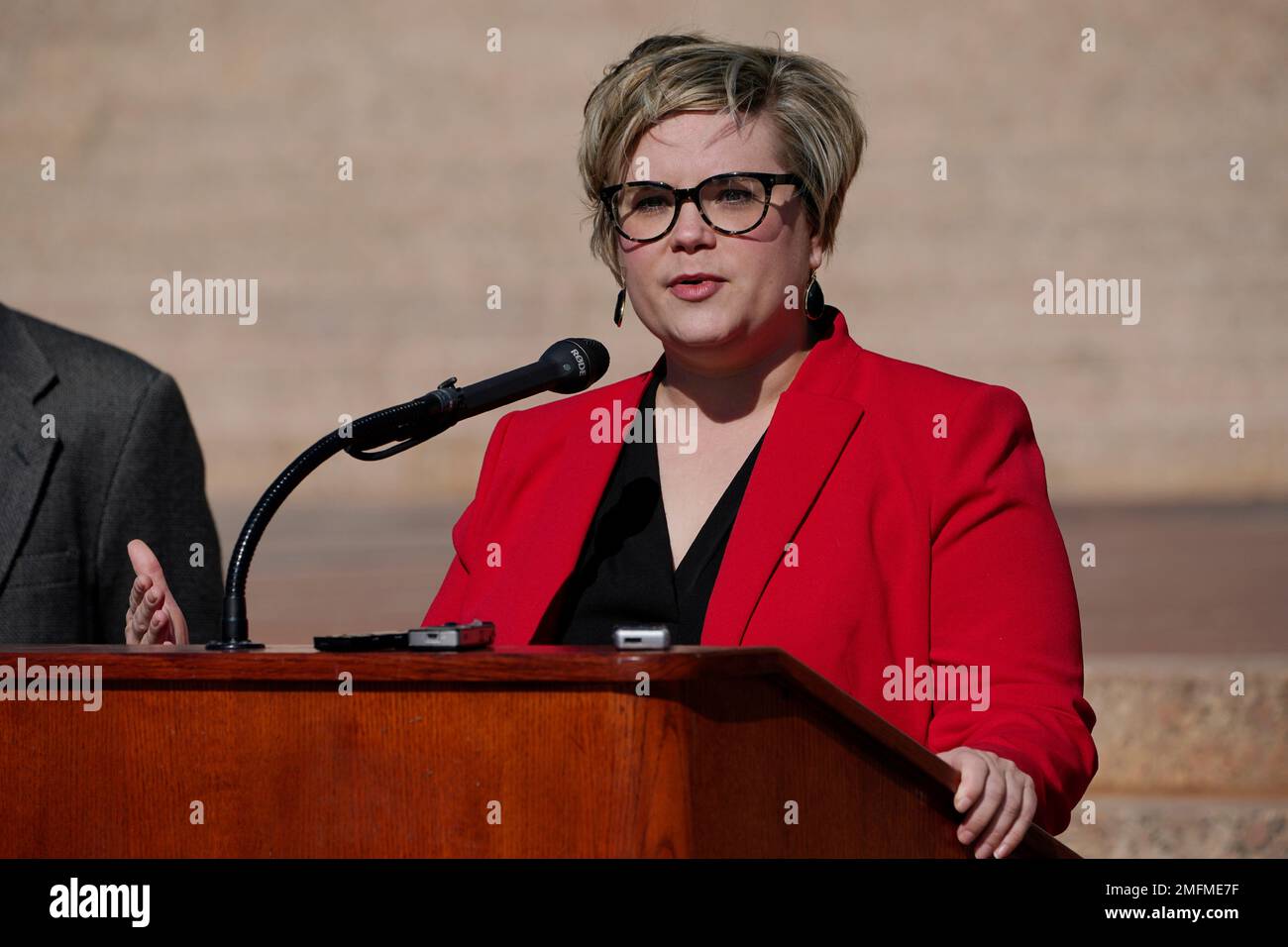 Oklahoma state Rep. Emily Virgin, D-Norman, calls for a state face mask ...