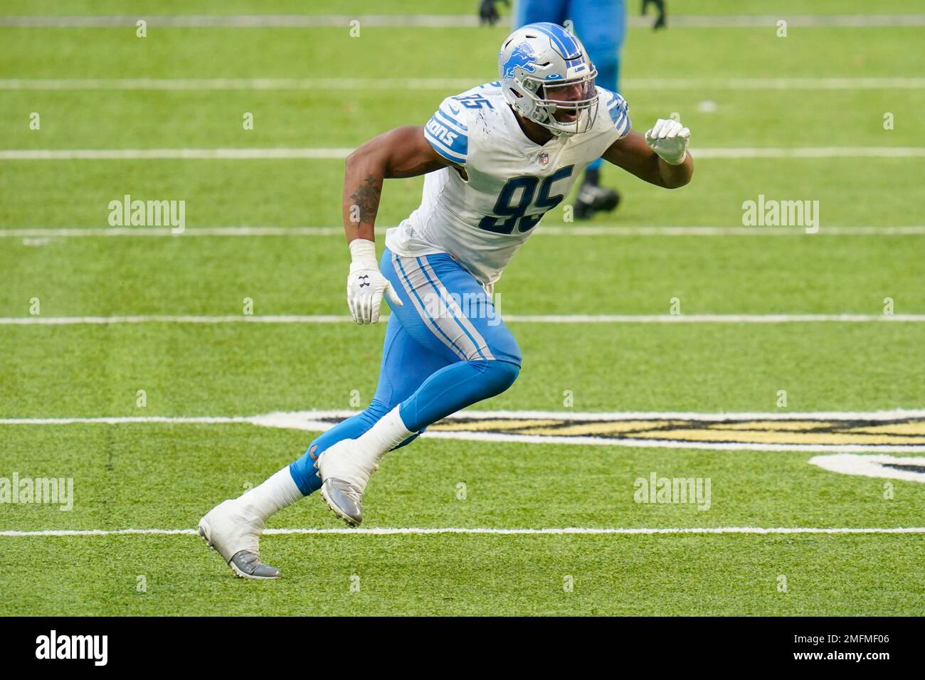 Detroit Lions wide receiver Tom Kennedy (85) breaks out of his stance ...