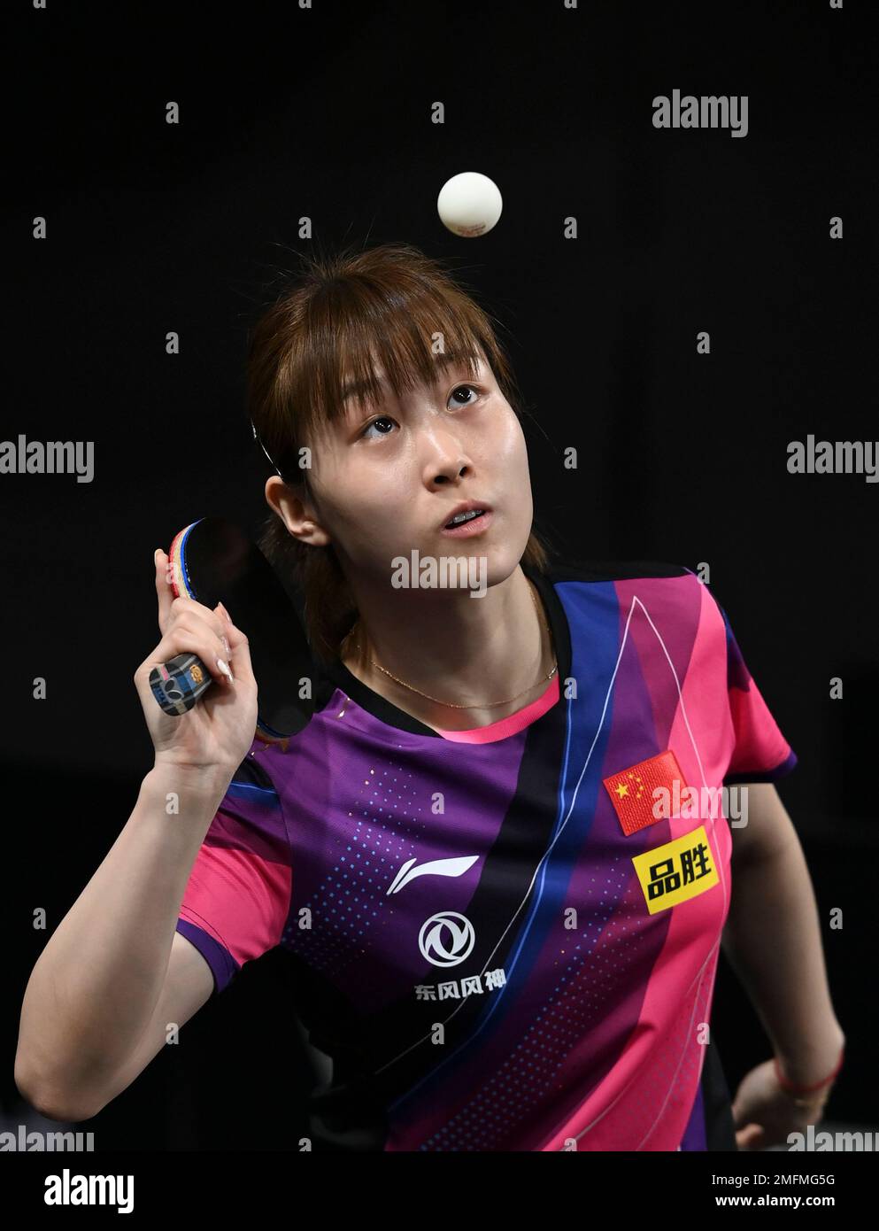 Doha, Qatar. 25th Jan, 2023. Liu Weishan of China serves during the ...