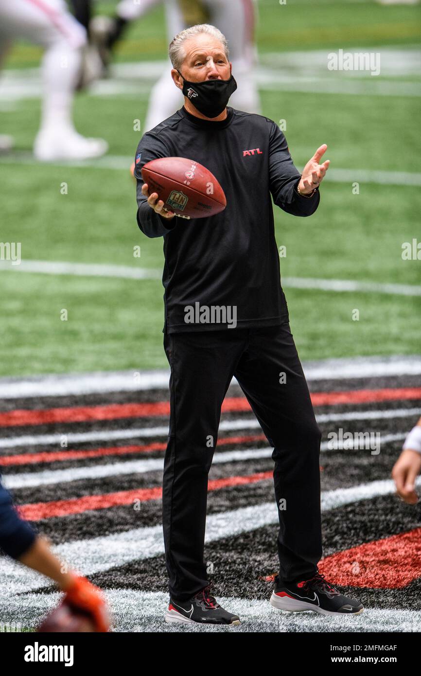 Atlanta Falcons offensive coordinator Dirk Koetter gestures before an ...