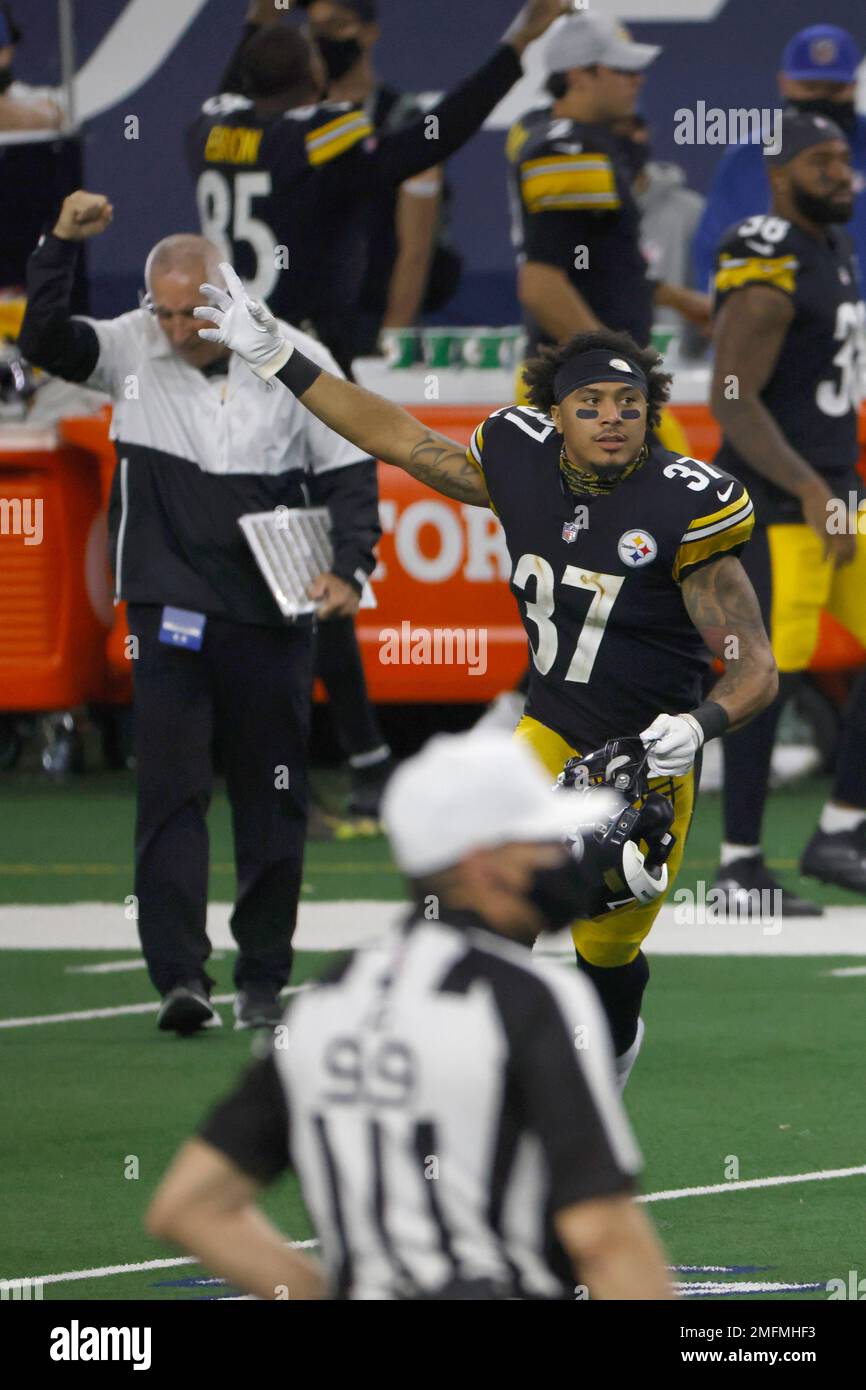 Pittsburgh Steelers safety Jordan Dangerfield (37) celebrates after the ...