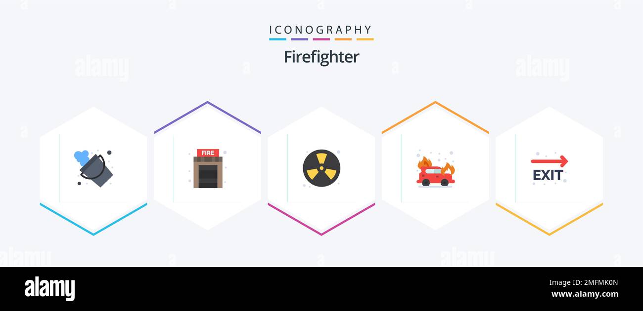 Firefighter 25 Flat icon pack including leave. exit. fighter. firefighter. car Stock Vector ...