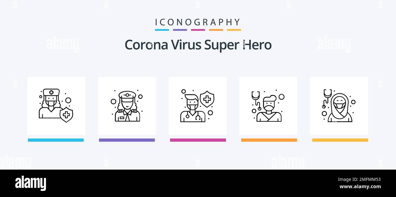 Corona Virus Super Hero Line 5 Icon Pack Including health. health ...