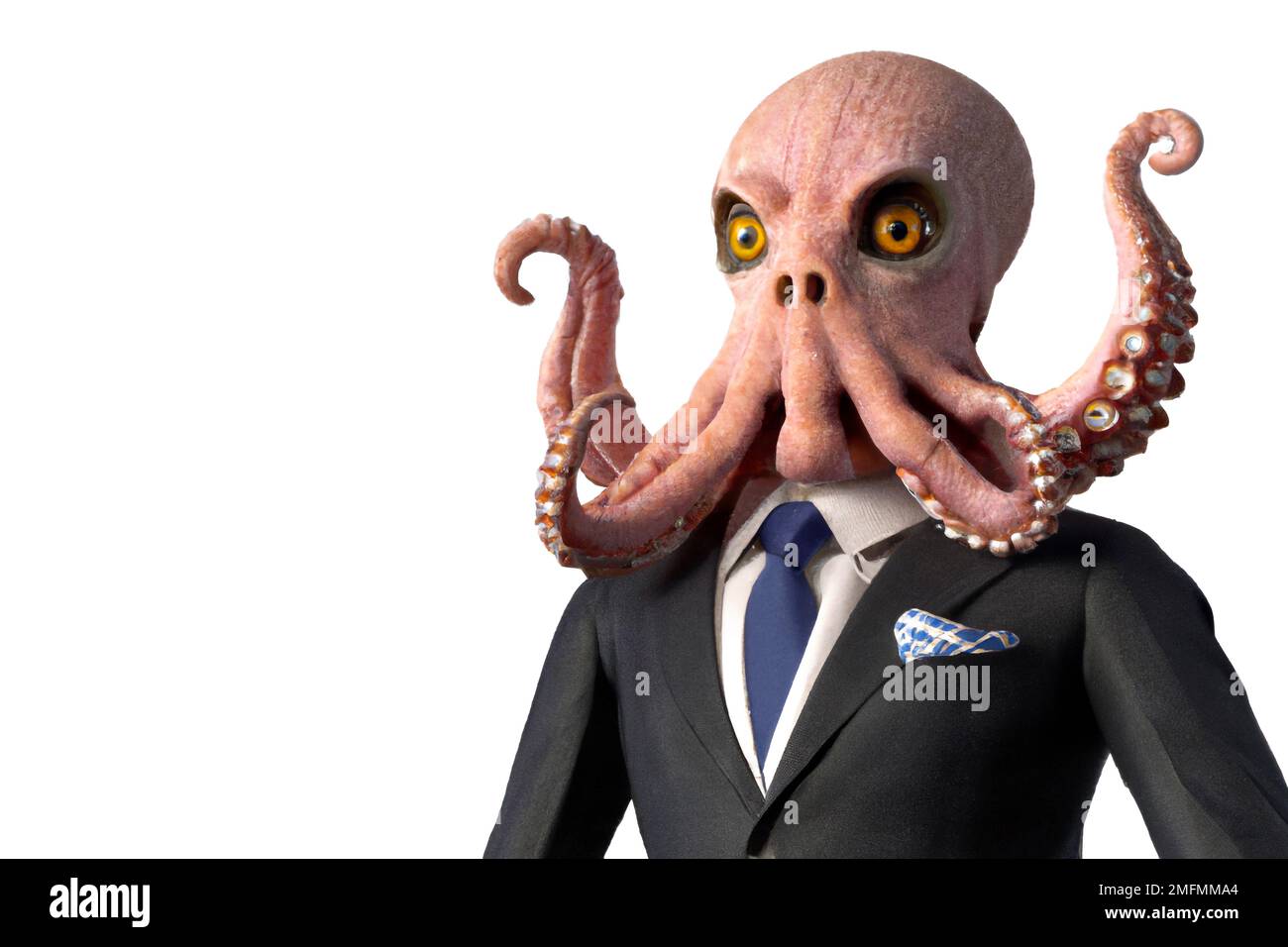 Portrait of Octopus in a business suit – Digital 3D Illustration on ...