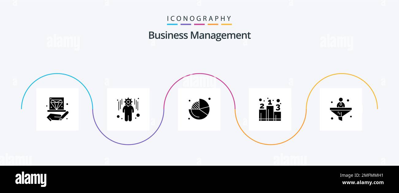 Business Management Glyph 5 Icon Pack Including conversion. strategy ...