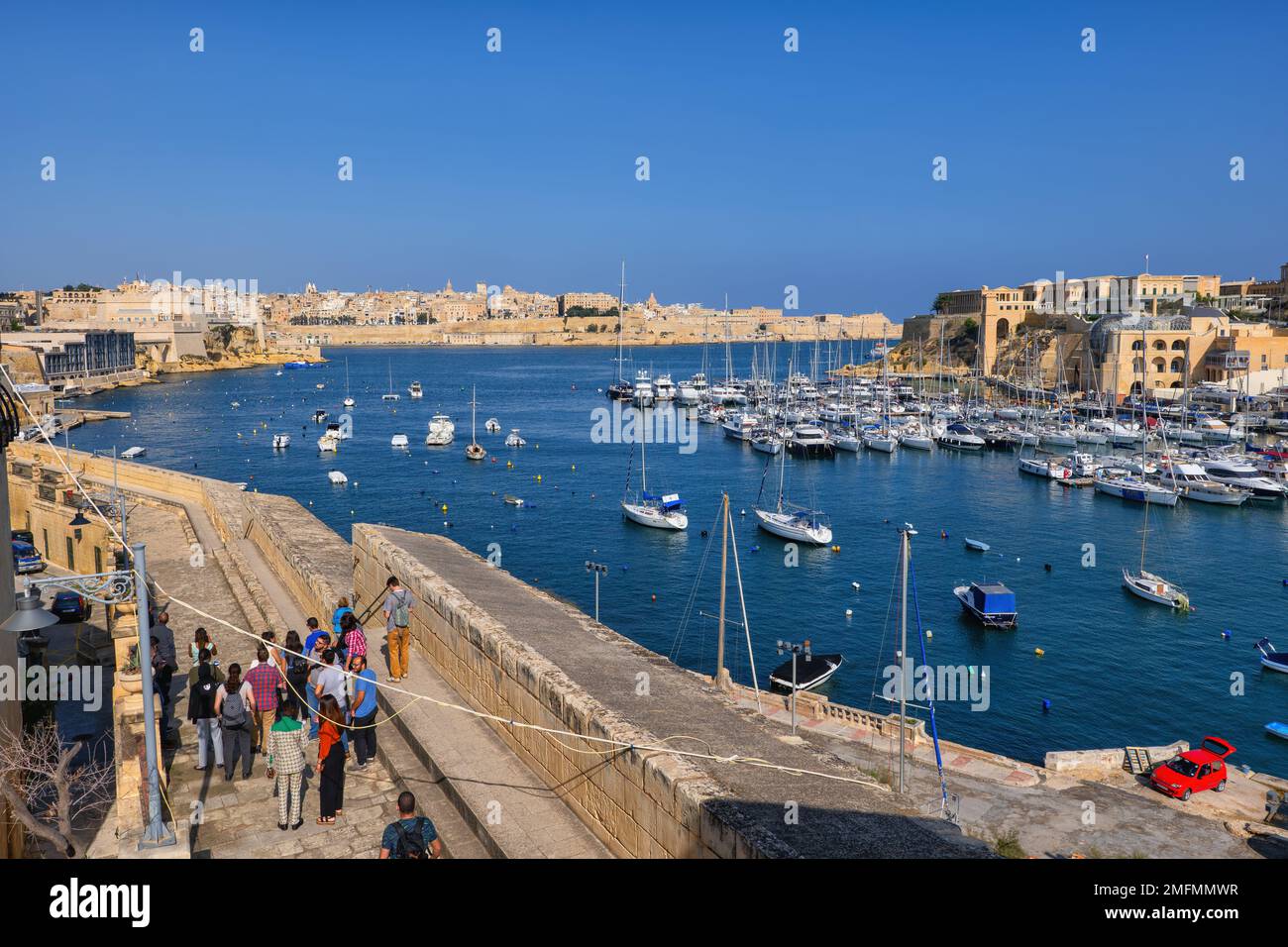Birgu, Malta - October 11, 2019 - Group of tourists in Birgu ...