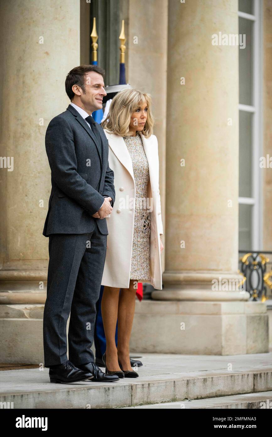 Paris, France. 25th Jan, 2023. French President Emmanuel Macron and his ...