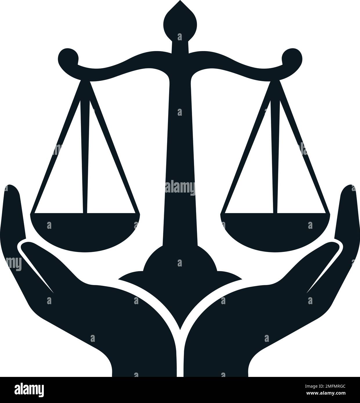 scales of justice isolated with holding two hand, vector icon Stock ...