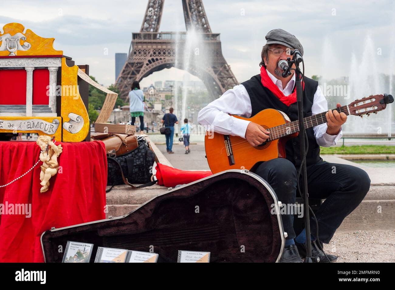 Paris, France, Portrait, French Musician, Sitting alone, Playing Guitar ...