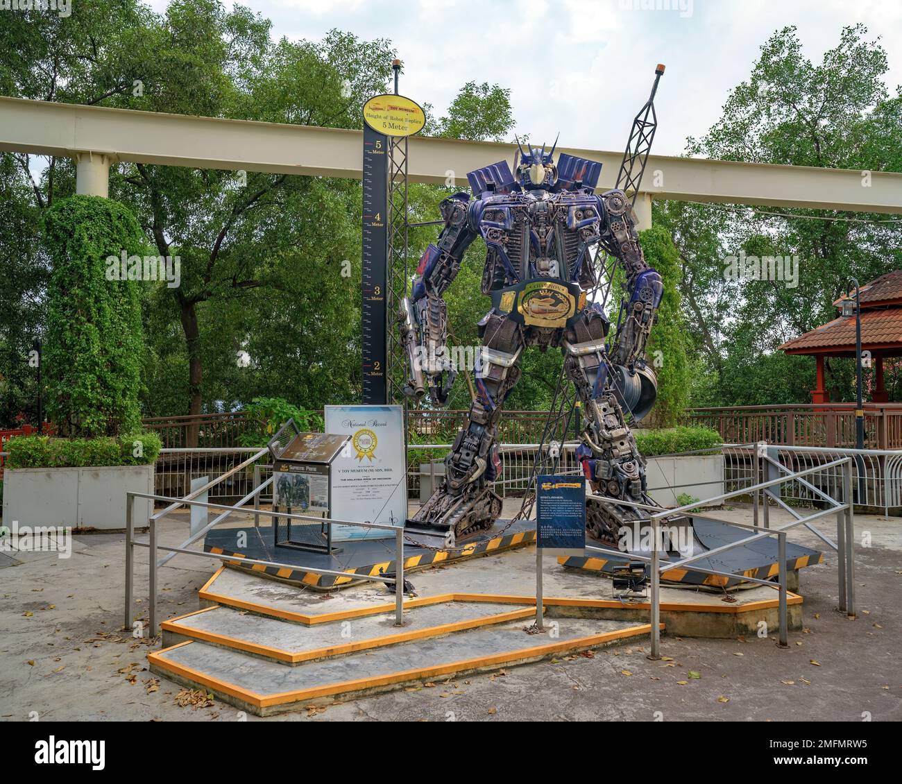 Melaka, Malaysia - Aug 25, 2022 Art From Scrap Metal, a robot replica ...