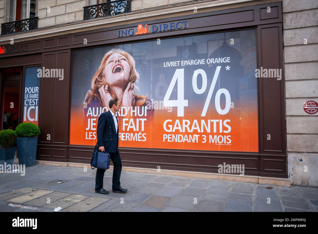 Paris, France, French Advertising on ING DIrect, Bank Store Window ...