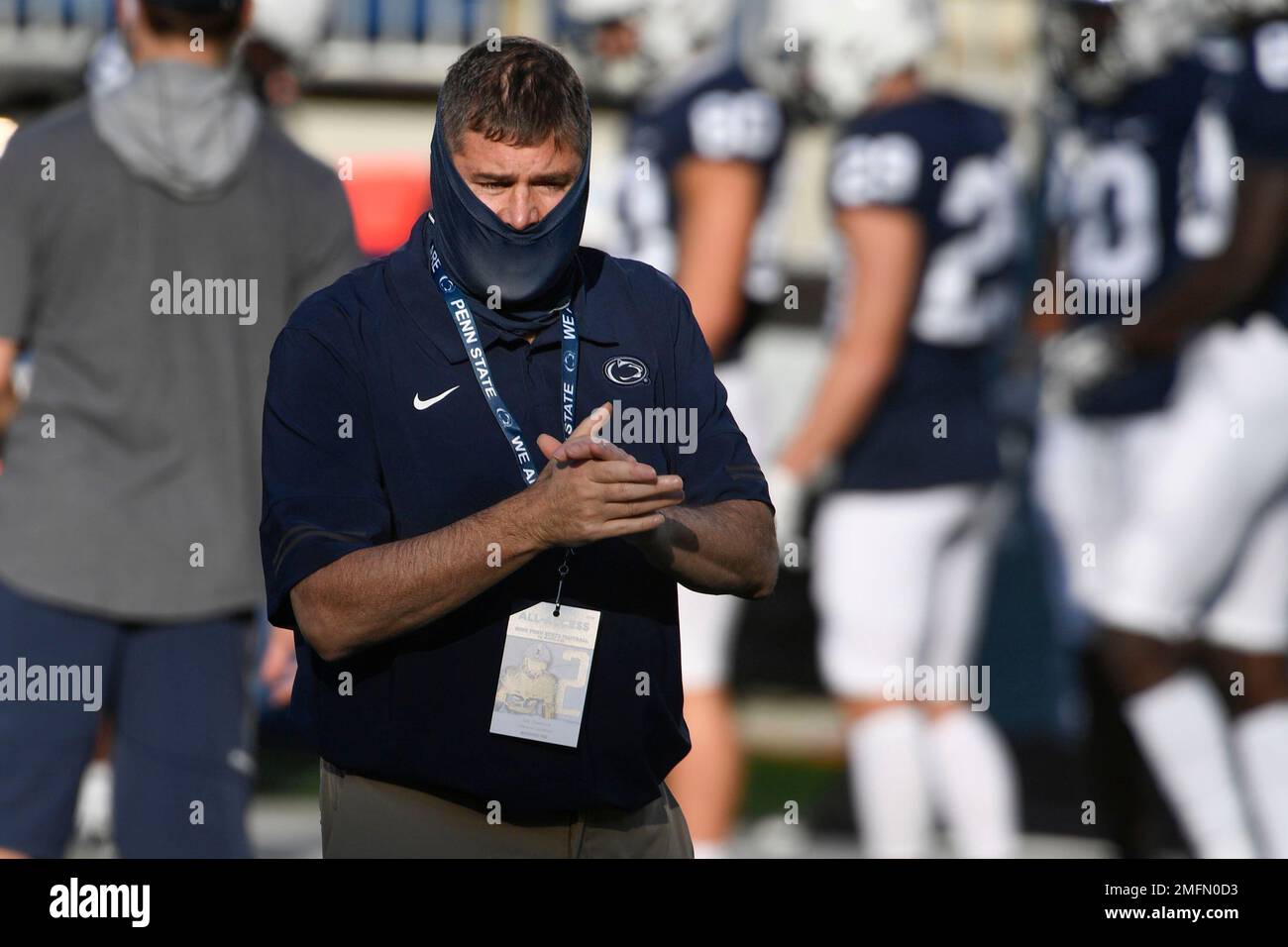 *Penn State offensive coordinator Kirk Ciarrocca watches pregame ...