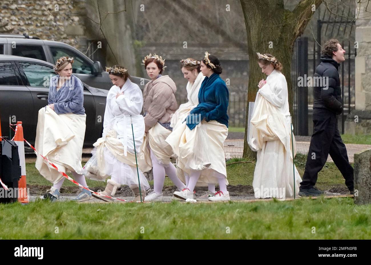 Cast, crew and extras on the set of what is believed to filming of The ...