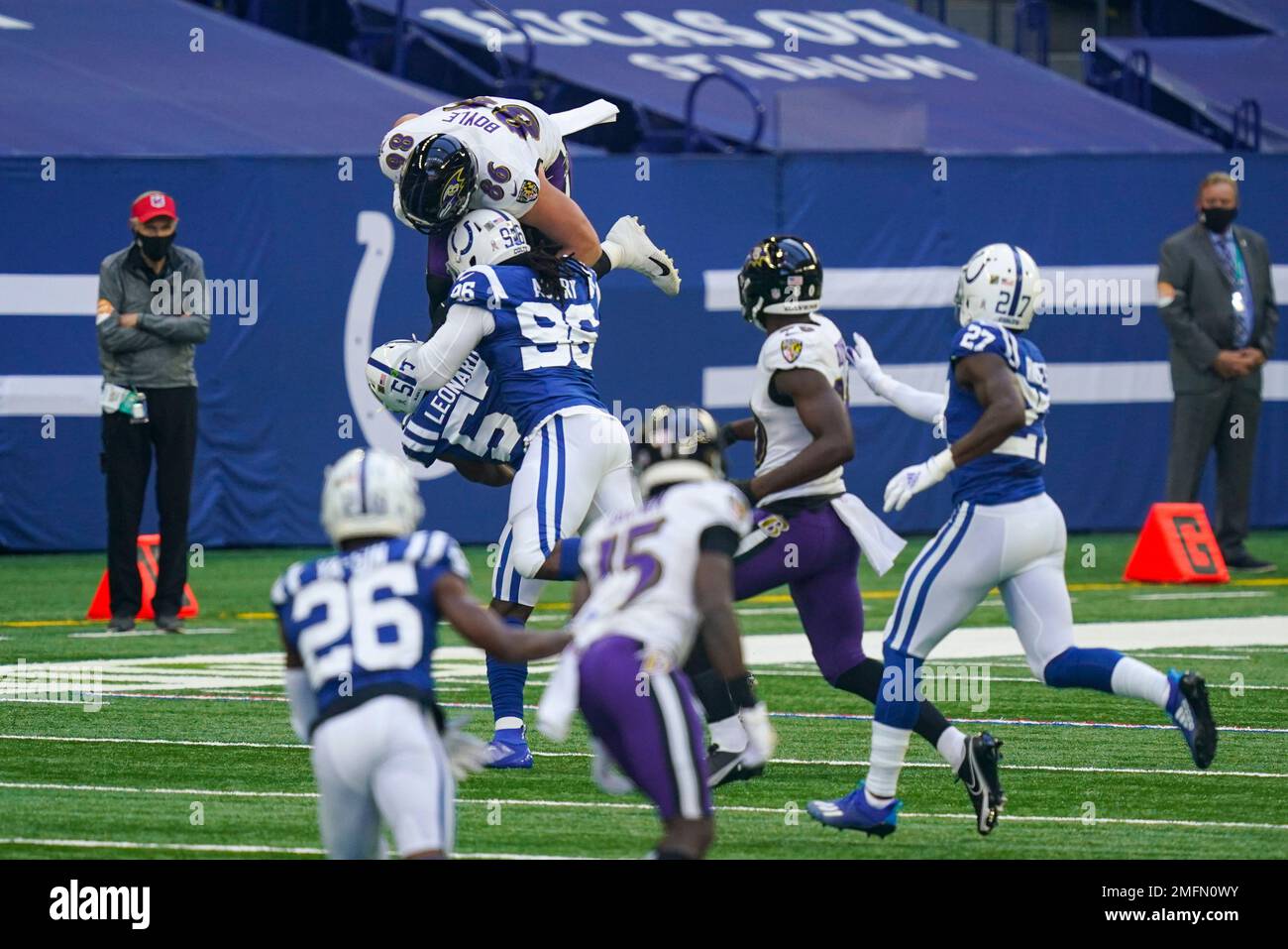 in the first half of an NFL football game in Indianapolis, Sunday, Nov ...