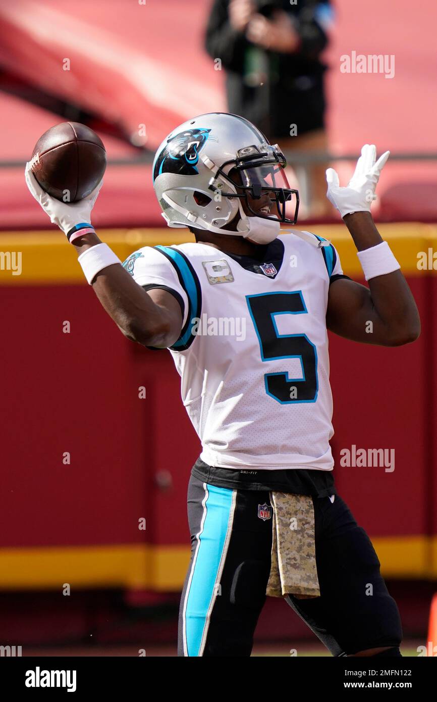 Carolina Panthers quarterback Teddy Bridgewater (5) wears a Salute to ...