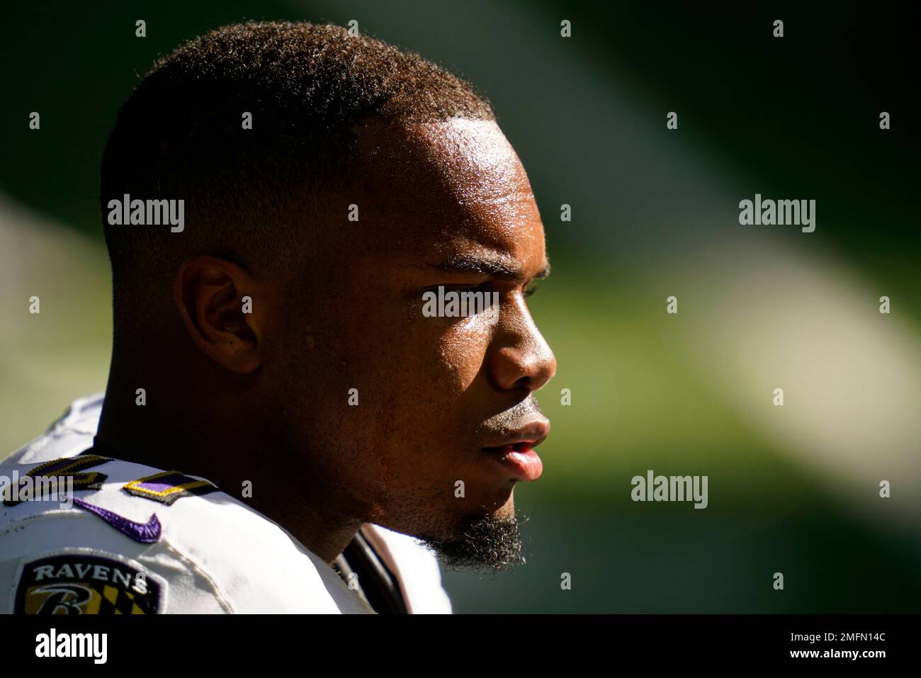 Baltimore Ravens running back J.K. Dobbins (27) before an NFL football ...