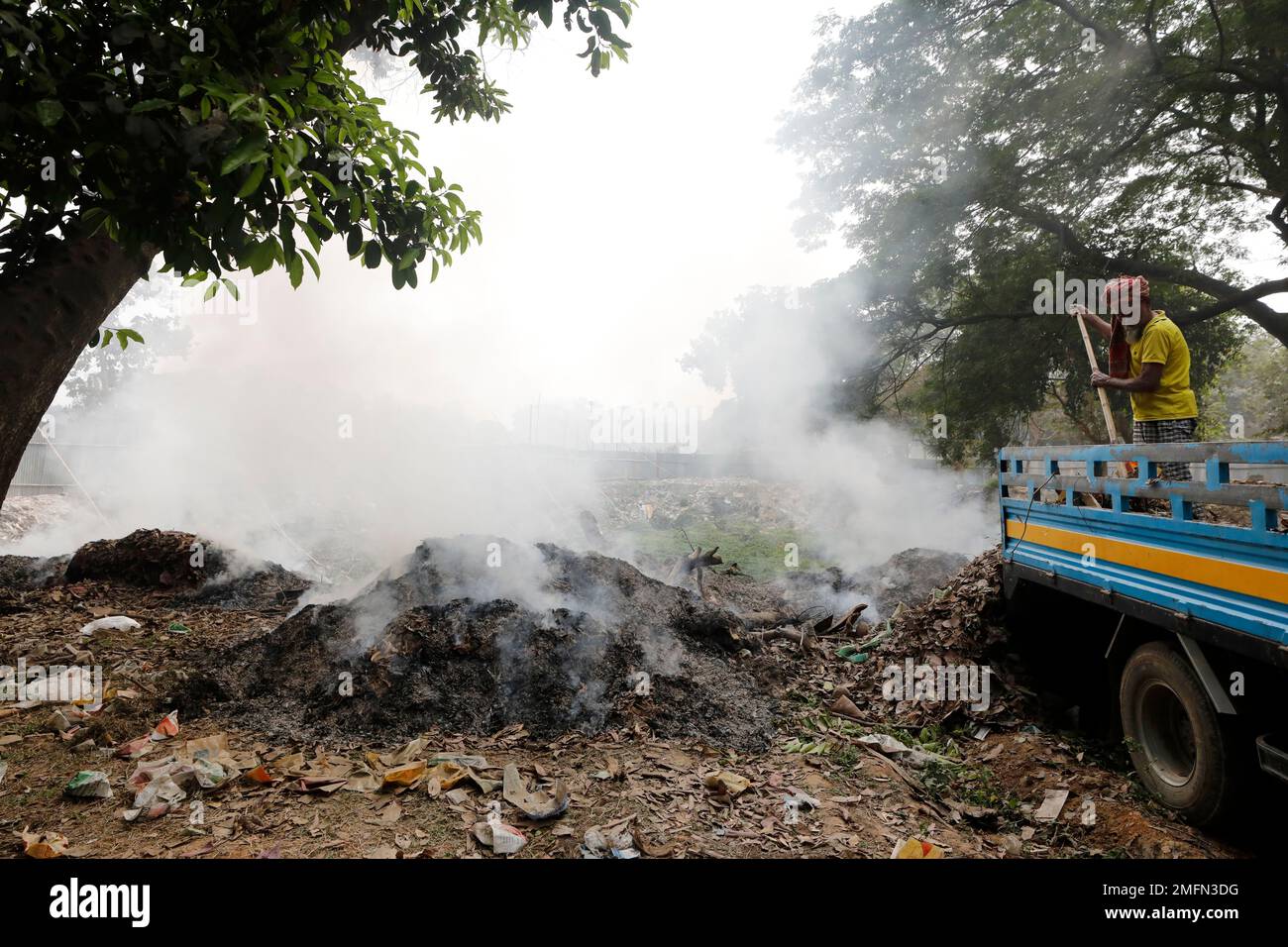 Dhaka, Bangladesh - January 25, 2023: A Bangladeshi worker working ...