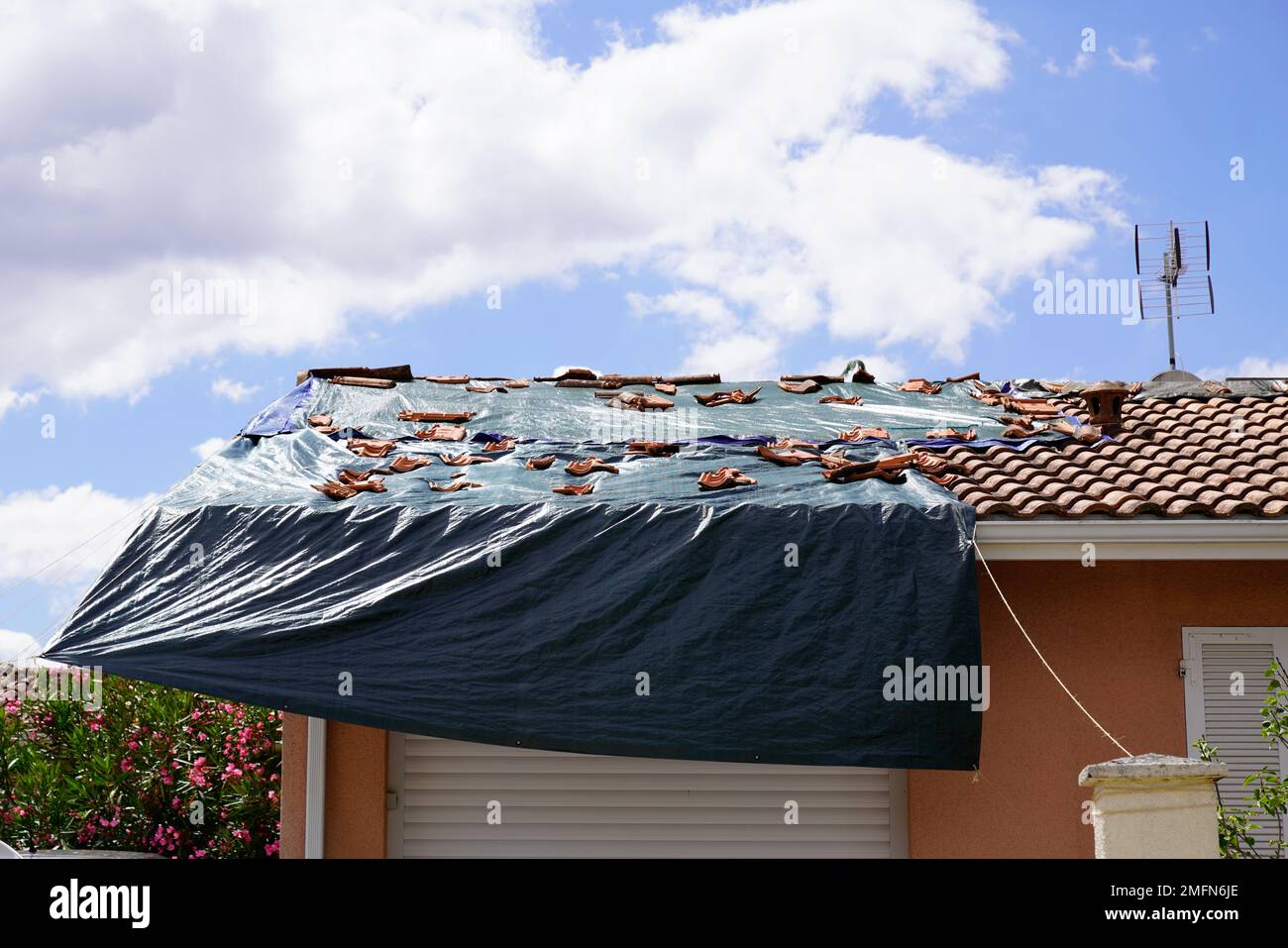 Roof house damaged typhoon in hi-res stock photography and images - Alamy