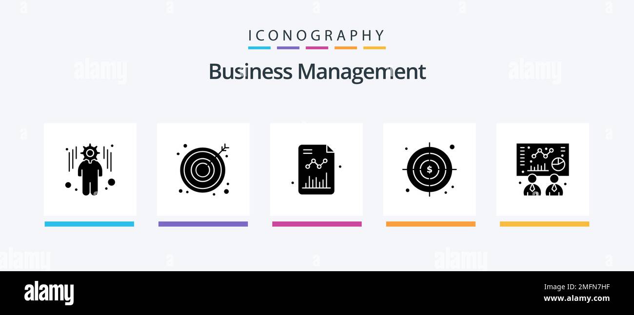 Business Management Glyph 5 Icon Pack Including . graph. grow. chart. target. Creative Icons ...