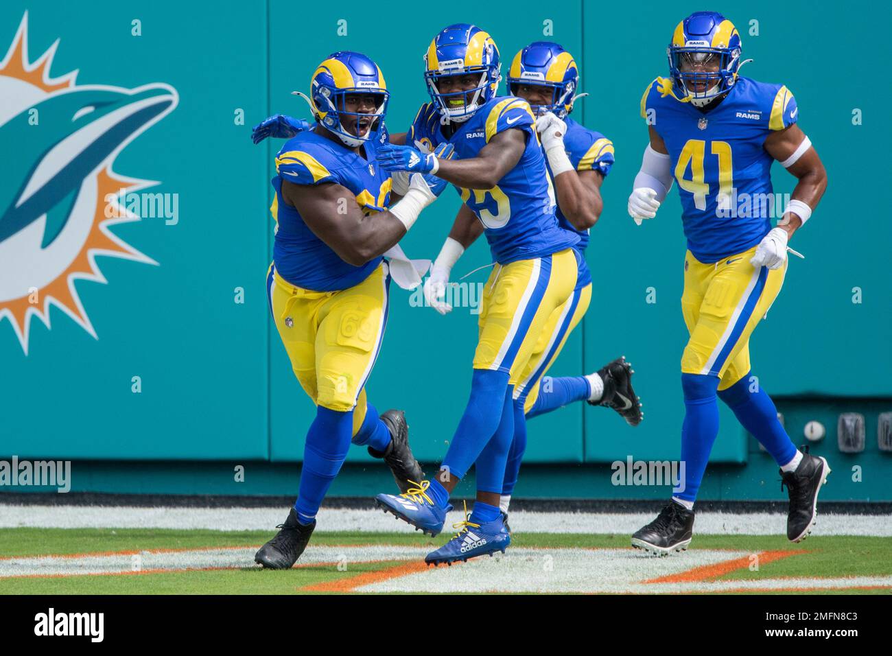 Los Angeles Rams defensive lineman Sebastian Joseph-Day (69) scores a ...