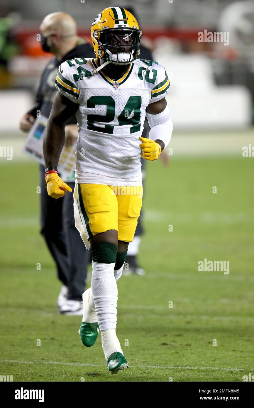 Green Bay Packers safety Raven Greene (24) runs off the field during an ...