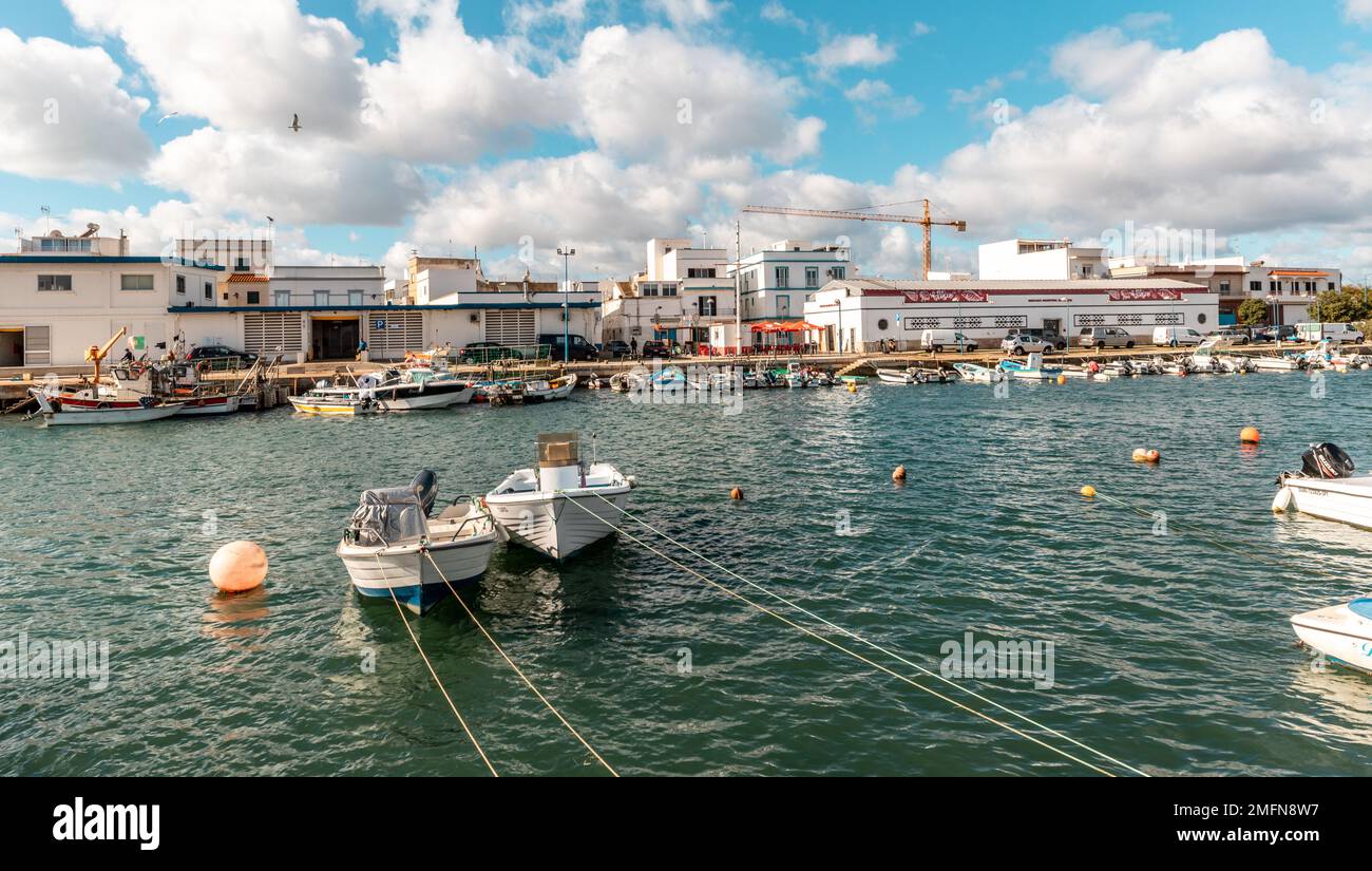 Fishing Port and cityscape of Fuseta in Algarve Stock Photo - Alamy