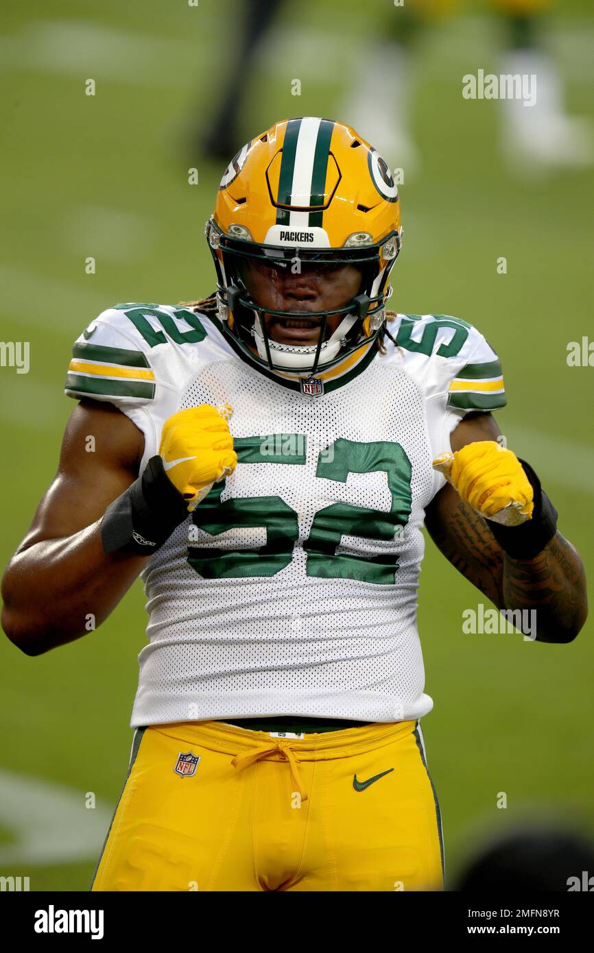 Green Bay Packers linebacker Rashan Gary (52) reacts before an NFL ...
