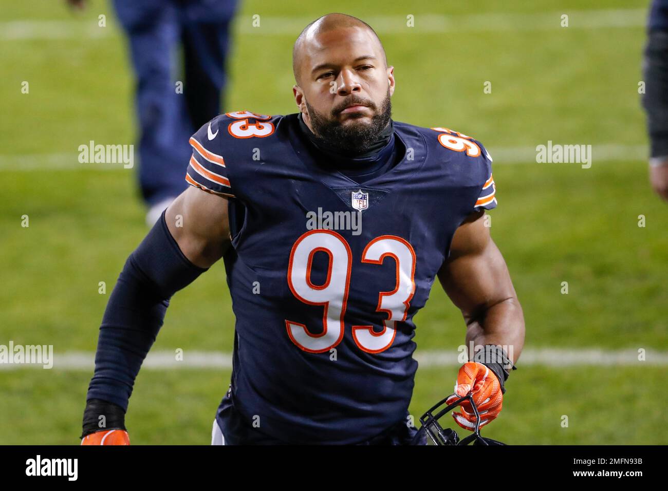 Chicago Bears linebacker James Vaughters (93) walks off the field after ...