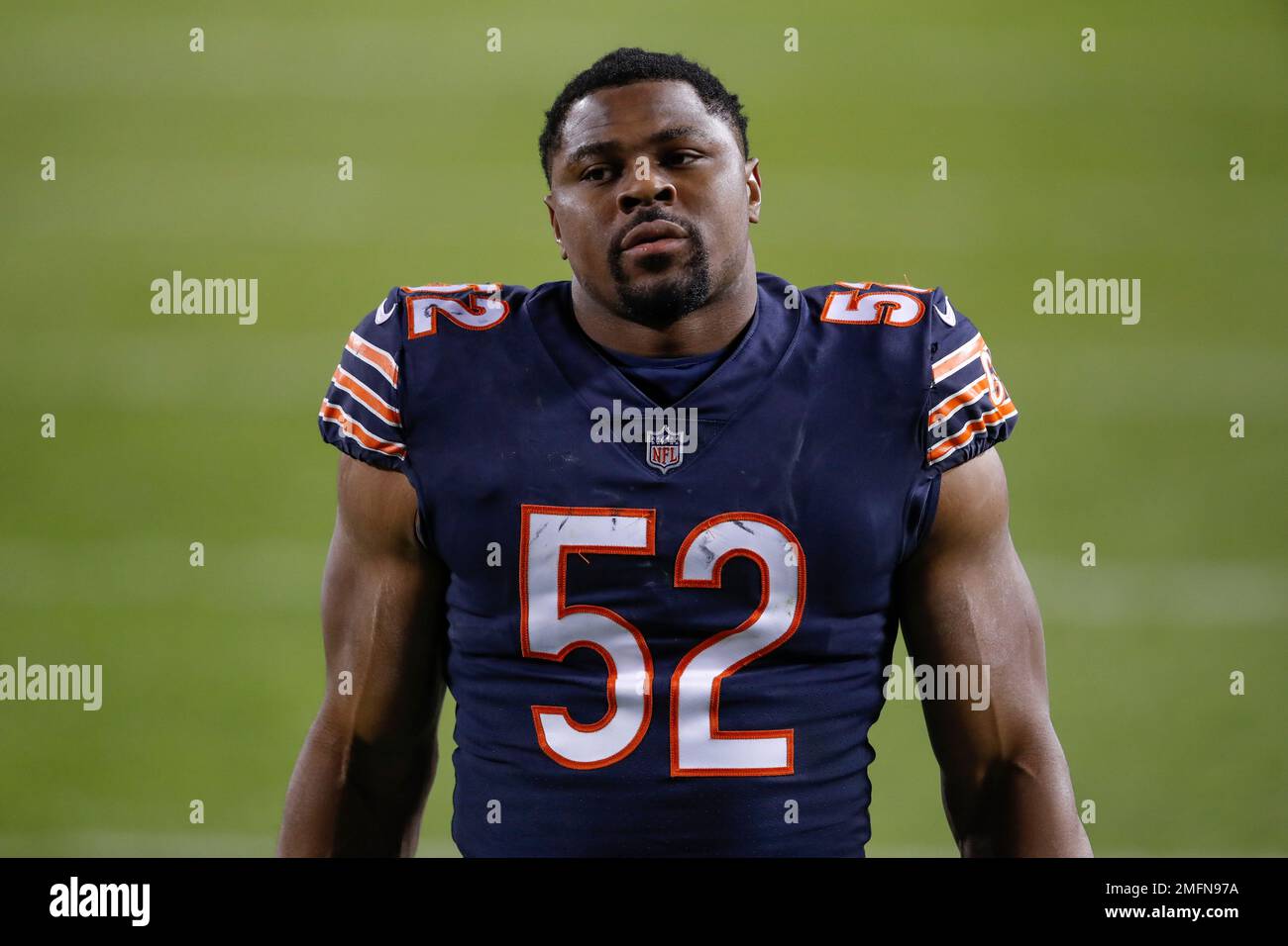 Chicago Bears outside linebacker Khalil Mack (52) walks off the field ...