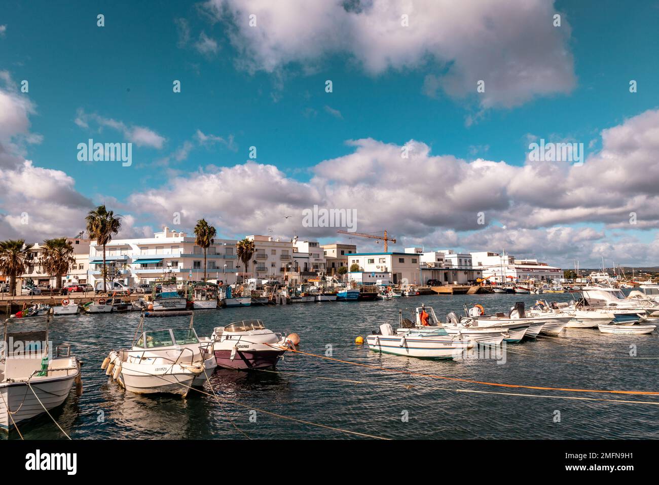 Fishing Port and cityscape of Fuseta in Algarve Stock Photo - Alamy