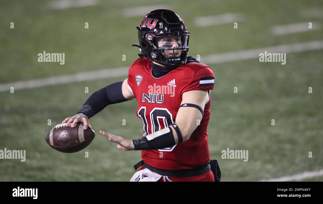 Northern Illinois Huskies quarterback Andrew Haidet (10) looks to pass ...