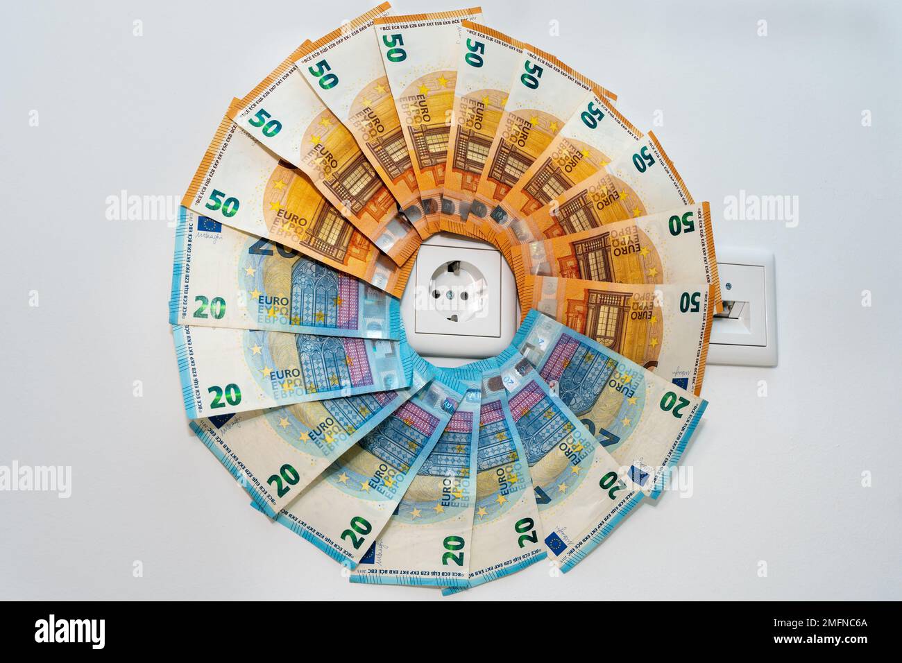 Sockets flower with money. Price increase due to Ukraine war. Gas and ...