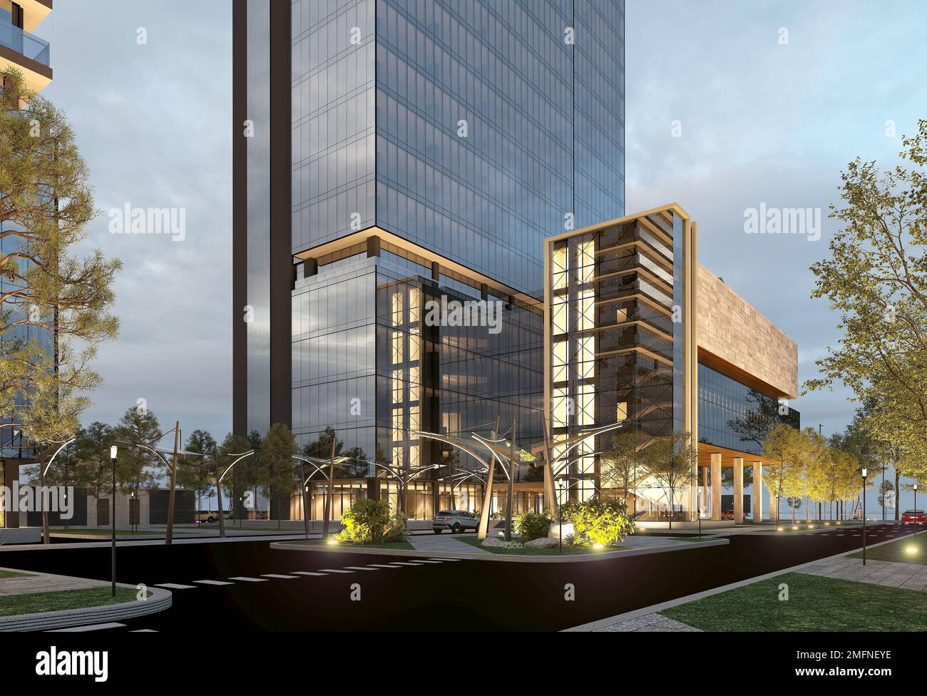 3d render of city buildings skyscrapers Stock Photo - Alamy