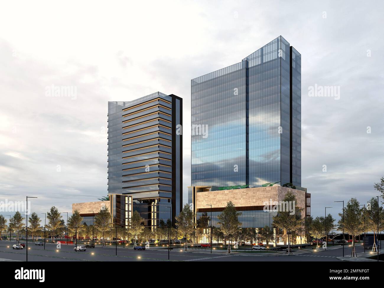 3d render of city buildings skyscrapers Stock Photo - Alamy