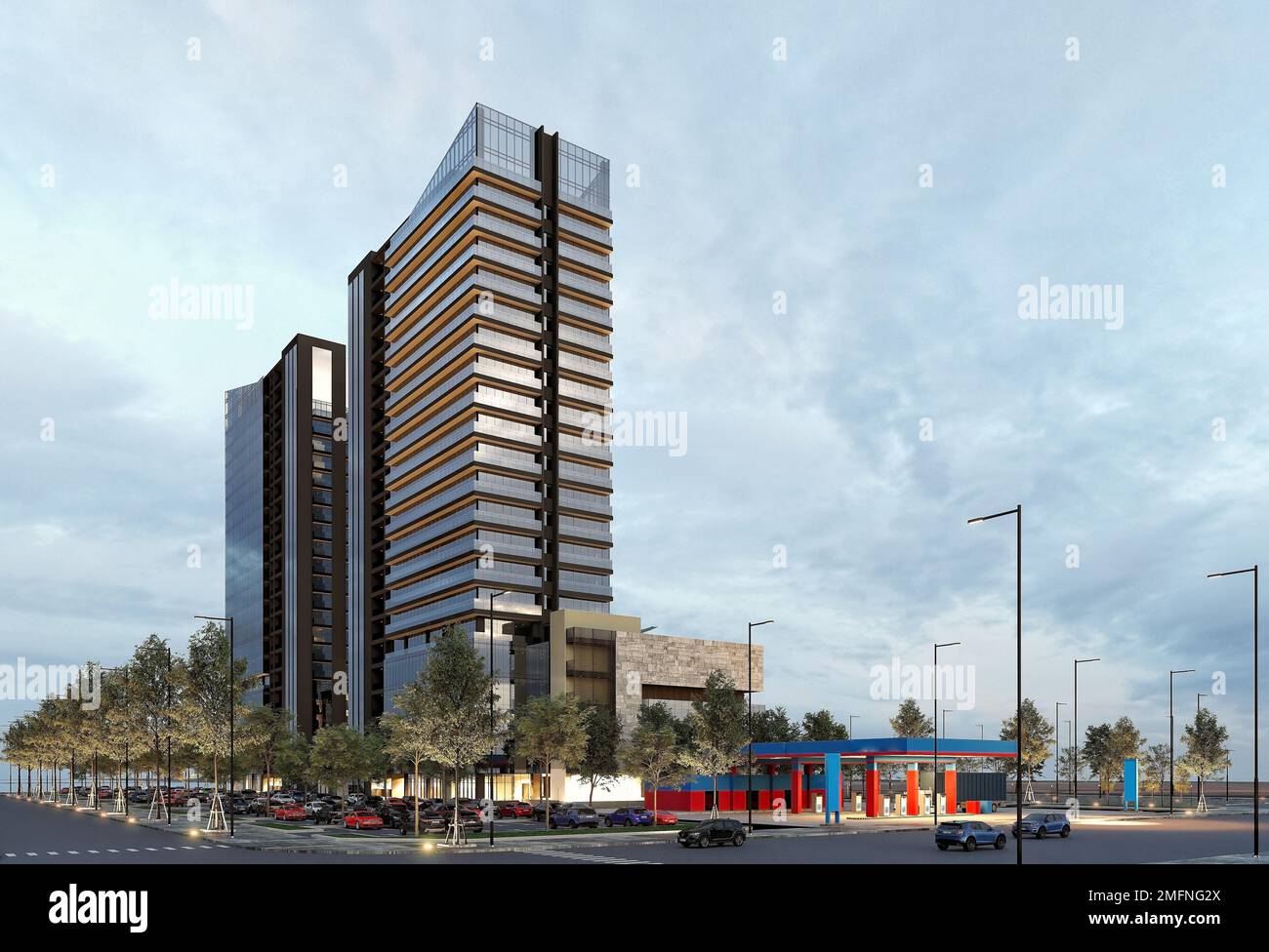 3d render of city buildings skyscrapers Stock Photo - Alamy