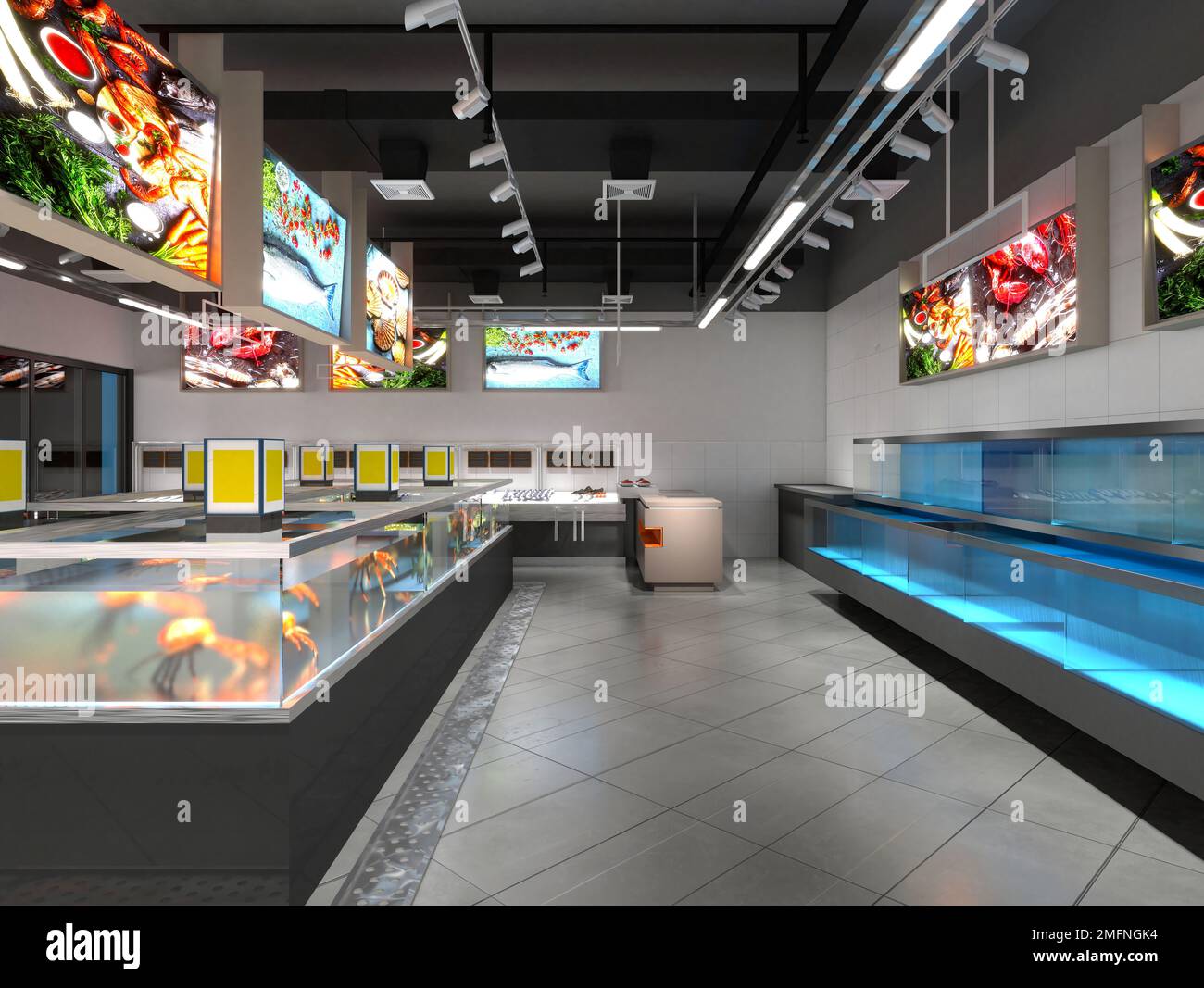 3d render of food shop Stock Photo - Alamy