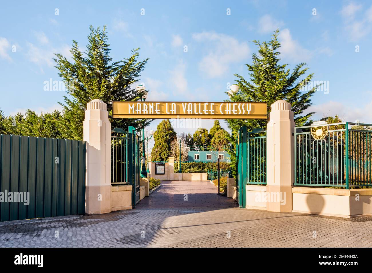Entrance to Marne La Vallée Chessy Subway Station in Disneyland Paris ...