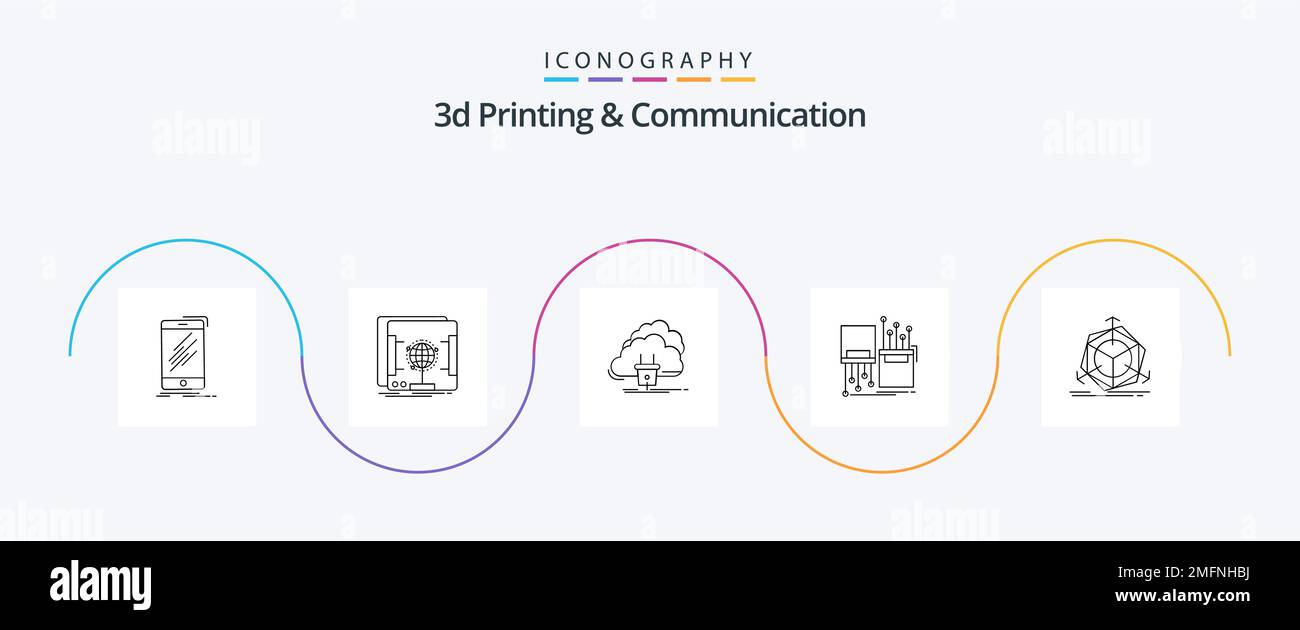 3d Printing And Communication Line 5 Icon Pack Including electronic ...