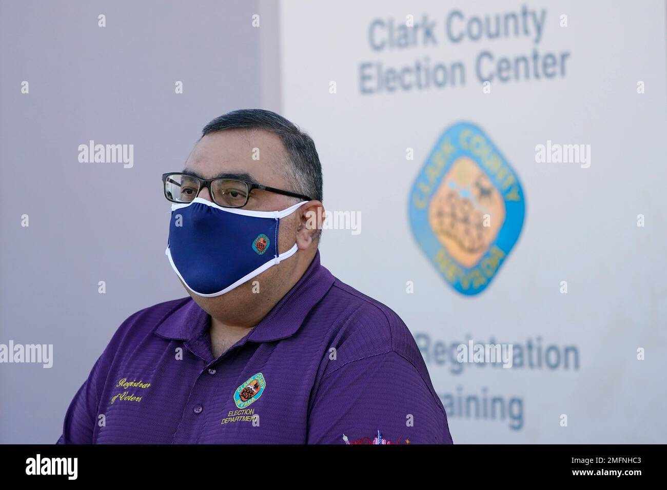 Clark County Registrar of Voters Joe Gloria speaks at a news conference ...